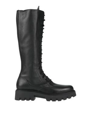 DIVINE FOLLIE Leather Chunky Lace-up Boots - Black