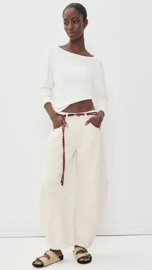 Free People Jess Thermal Tee - Clean Ivory