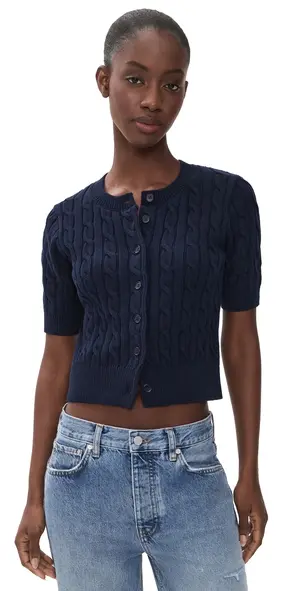 FAVORITE DAUGHTER The Cafe Cable Cardigan - Navy
