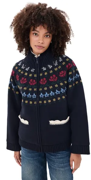 Sea Preston Knit Sherpa Lined Jacket - Navy