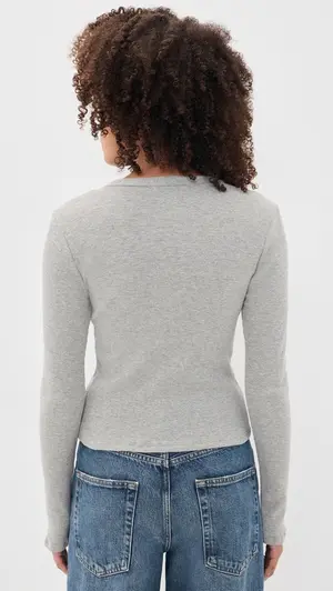 PERFECTWHITETEE Marcela Long Sleeve Cotton Rib Tee