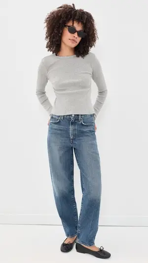 PERFECTWHITETEE Marcela Long Sleeve Cotton Rib Tee