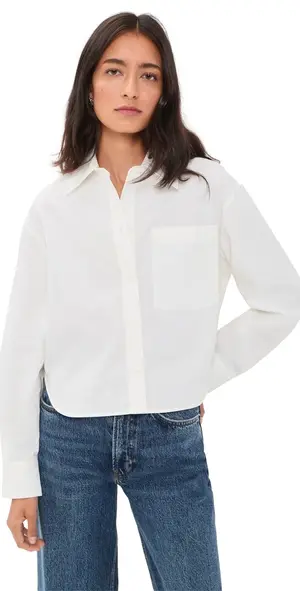 ANINE BING Scott Cropped Shirt - White
