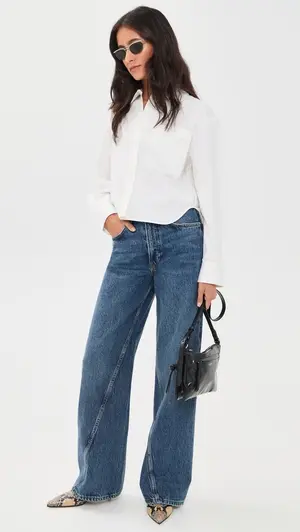 ANINE BING Scott Cropped Shirt