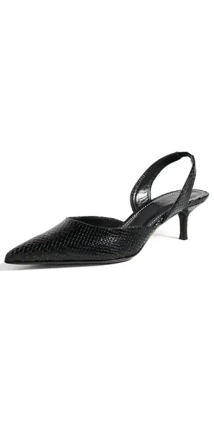 Staud Sebastian Slingback Heels - Black Snake