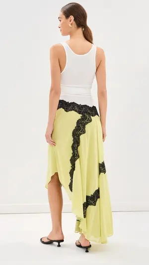 Christopher Esber Cutaway Lace Gathered Tank Silk Dress