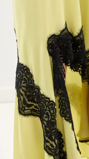 Christopher Esber Cutaway Lace Gathered Tank Silk Dress