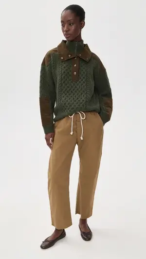 Sea Allen Cable Half Zip Double Layer Sweater