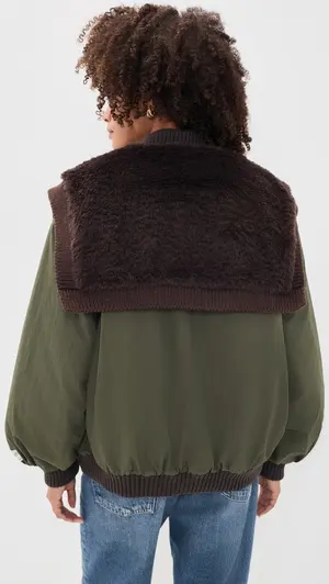 Sea Marta Faux Fur Combo Bomber Jacket