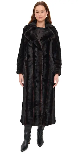 Apparis Gabrielle Shaved Mink Maxi Coat - Noir Multi