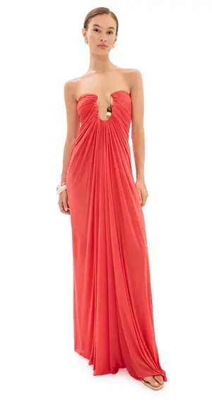 Christopher Esber Helix Crystal Strapless Gown - Paprika