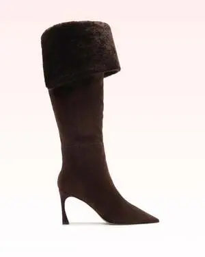 ALEXANDRE BIRMAN Suede And Shearling Stiletto Boots
