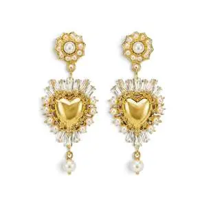 VSTYLE Divina Pearl Sacred Heart Earrings - Gold