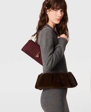 Stella McCartney Wool Crewneck Jumper With Fur Trim - Grey
