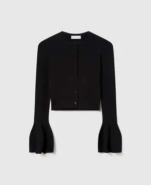 Stella McCartney Compact Knit Bell-sleeve Cardigan