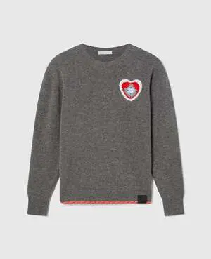 Stella McCartney Crochet Heart Wool Jumper - Grey