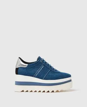 Stella McCartney Sneak-elyse Denim Platform Trainers - Blue