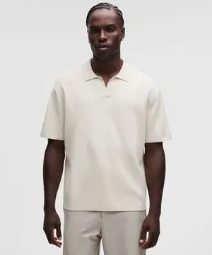 Lululemon Cotton-blend Knit Short-sleeve Polo Shirt - Light Ivory