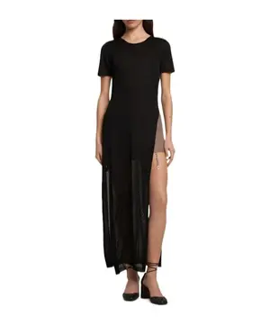 LEMAIRE Shiny Viscose Column Dress W/ Slits