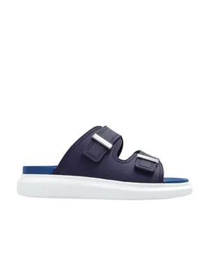 Alexander McQueen Logo-engraved Double-strap Sandals - Blue