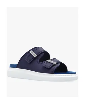 Alexander McQueen Logo-engraved Double-strap Sandals - Blue