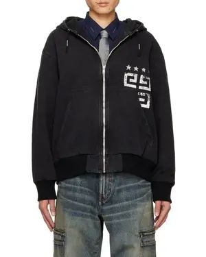Givenchy Logo Zipper Denim Coat - Black