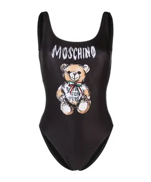Moschino Teddy Bear Printed One-piece Swimsuit - Black