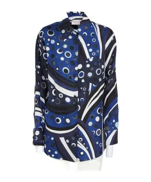 Emilio Pucci Fontane-printed Long-sleeved Shirt - Blue