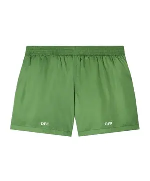 Off-White Logo Printed High Waist Swim Shorts