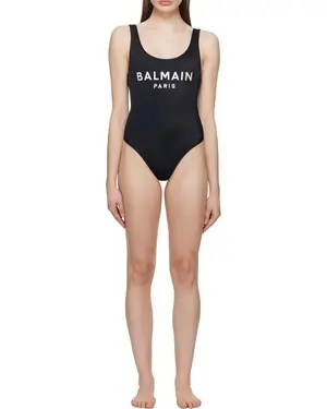 Balmain Logo Embroidered One Piece Swimsuit