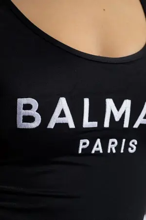 Balmain Logo Embroidered One Piece Swimsuit