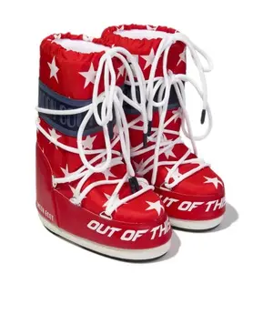 Moon Boot Icon Retrobiker Lace-up Snow Boots - Red