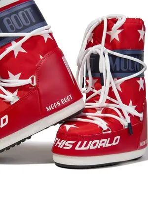 Moon Boot Icon Retrobiker Lace-up Snow Boots - Red
