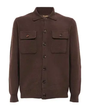 MOORER Long-sleeved Lapel Knit Sweater