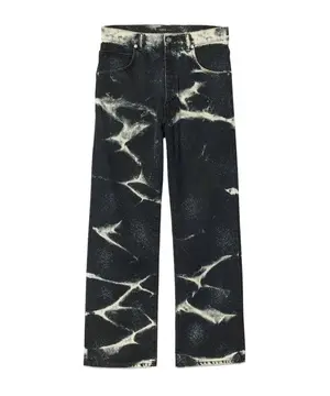 PURPLE BRAND P018 Marble Coated Wide-leg Jeans