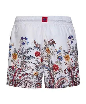 Etro Floral Printed Drawstring Swim Shorts - White