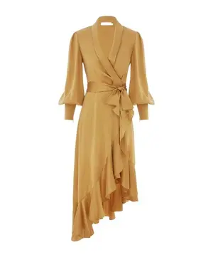 Zimmermann Wrap Satin Midi Dress