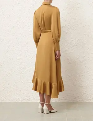 Zimmermann Wrap Satin Midi Dress