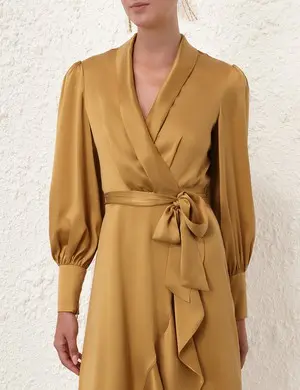 Zimmermann Wrap Satin Midi Dress