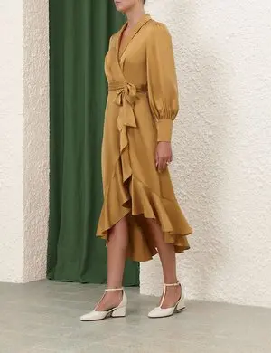 Zimmermann Wrap Satin Midi Dress