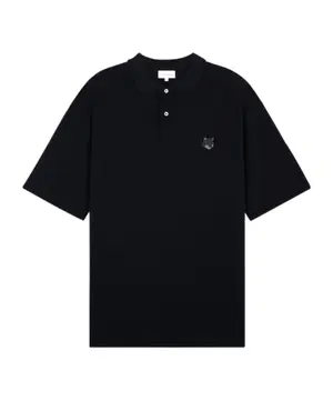 Maison Kitsuné Bold Fox Head Patch Oversized Polo Shirt - Black