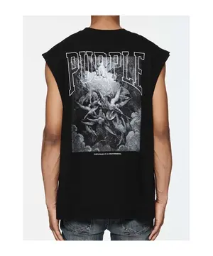 PURPLE BRAND Fight-print Cotton Tank Top
