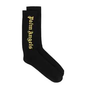 Palm Angels Logo Intarsia Crew Socks - Black