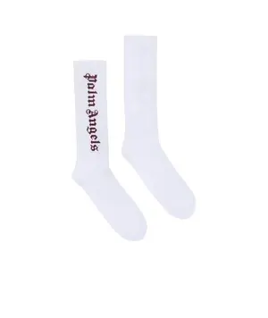 Palm Angels Logo Intarsia Socks - White