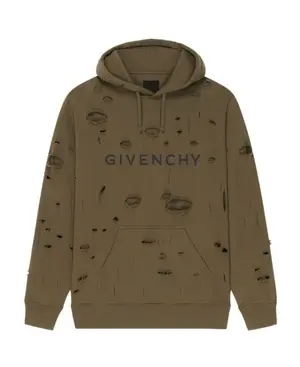 Givenchy Hooded Felpa Sweatshirt With Destroyed Effect