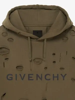 Givenchy Hooded Felpa Sweatshirt With Destroyed Effect