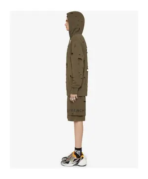 Givenchy Hooded Felpa Sweatshirt With Destroyed Effect