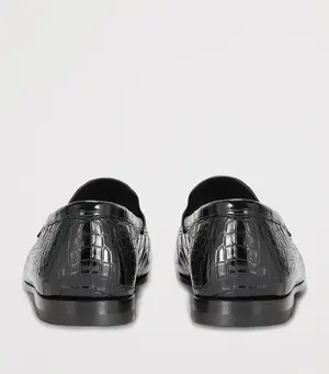 Santoni Crocodile Carlos Penny Loafers