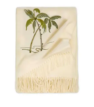 Loretta Caponi Wool Garden Of Eden Throw Ivory