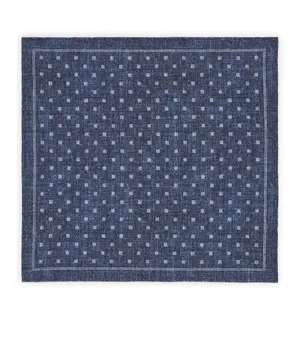 Eleventy Cotton-wool Pocket Square - Navy